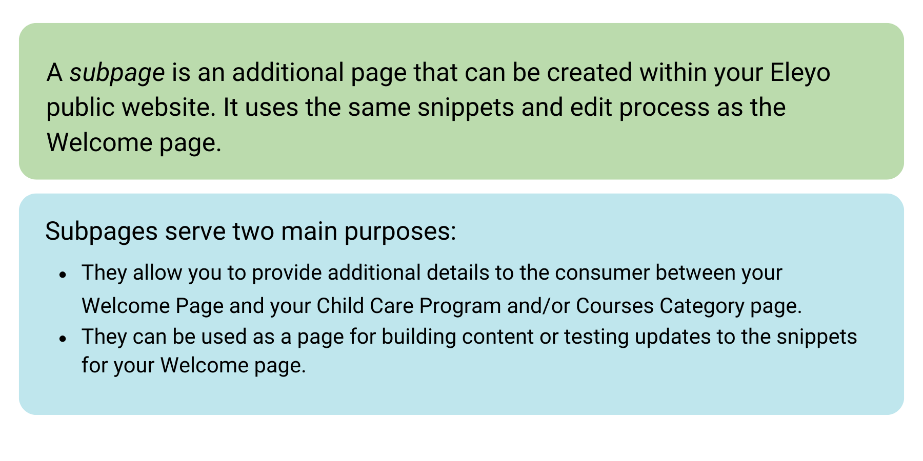 Public Side Subpages – Eleyo